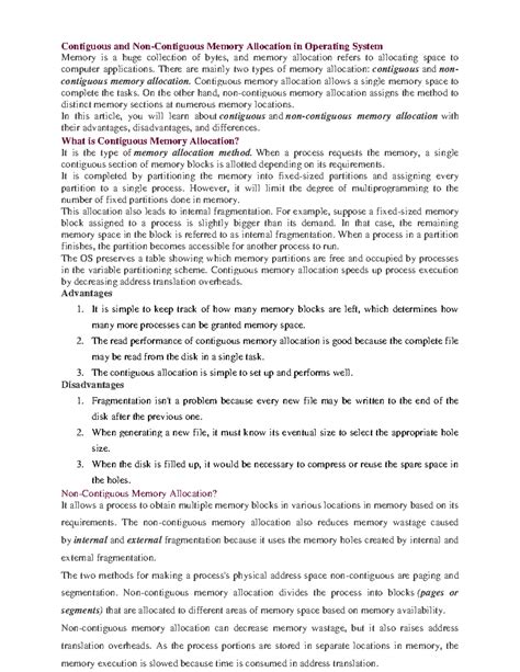 Contiguous And Non Operating System Contiguous And Non Contiguous