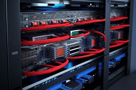 Closeup Server Equipment For Massive Data Connection Generative Ai