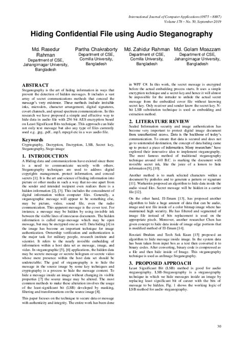 Pdf Hiding Confidential File Using Audio Steganography