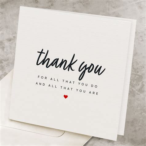 Cute Thank You Card Appreciation Card For Wife For Husband Thank You For All That You Do And