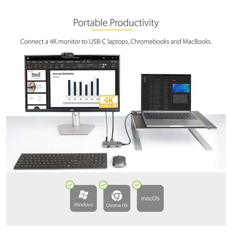 Startech Usb C To 4k Hdmi Usb A Hub Multiport Adapter 104b Usbc Multiport Mwave