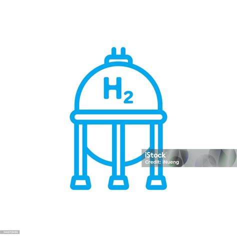 파란색 수소 탱크 라인 아이콘입니다 수소 연료 저장 개념 H2 가스 탱크 구체 지속 가능한 에너지 자원 대체 에너지 원 친환경 연료 벡터 0명에 대한 스톡 벡터 아트 및