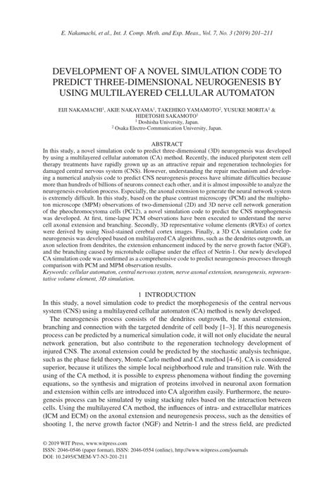 Pdf Development Of A Novel Simulation Code To Predict Three Dimensional Neurogenesis By Using