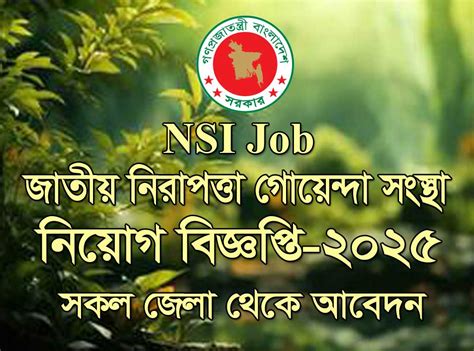 Nsi Job Circular 2025 জাতীয় নিরাপত্তা গোয়েন্দা সংস্থায় নিয়োগ বিজ্ঞপ্তি Mahbub Shajal