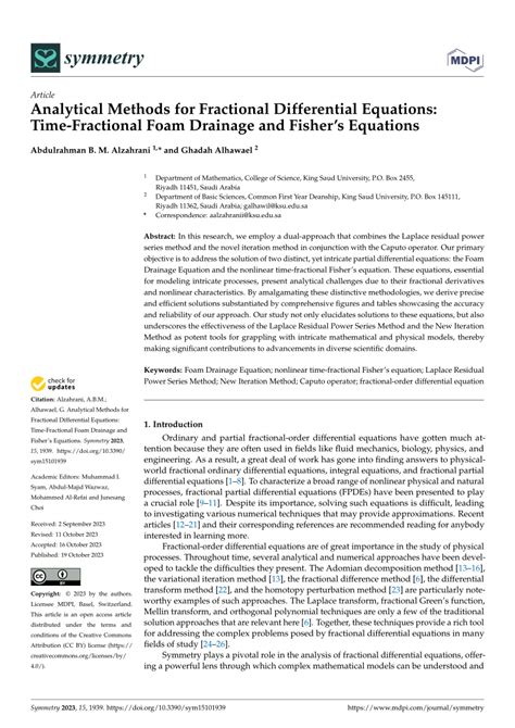 Pdf Analytical Methods For Fractional Differential Equations Time Fractional Foam Drainage