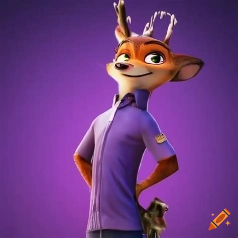 Zootopia Deer Character In Purple Cycling Outfit On Craiyon