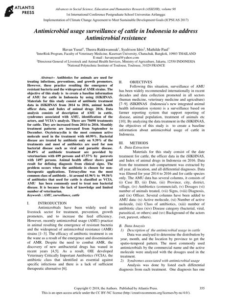 Pdf Antimicrobial Usage Surveillance Of Cattle In Indonesia To Address Antimicrobial Resistance