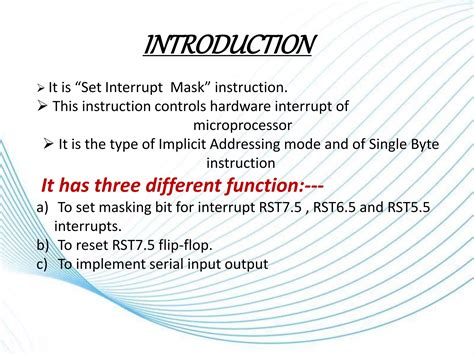 Sim Instruction Use In 8085 Microprocessor Pptx