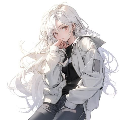 Premium Ai Image Girl With Long White Hair