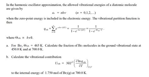 Solved En In The Harmonic Oscillator Approximation The Chegg Com