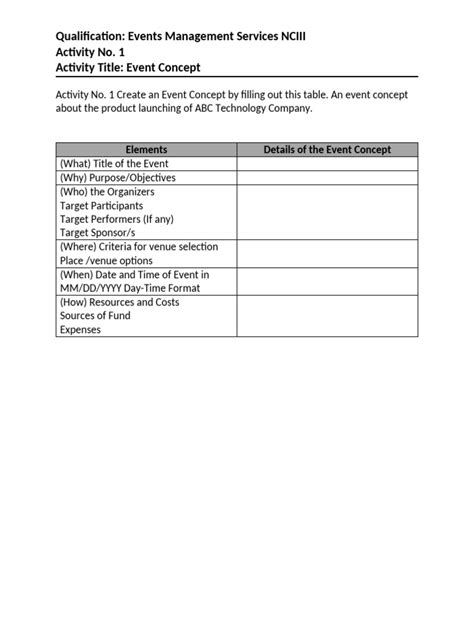 Activity No 1 Create A Simple Event Concept Pdf