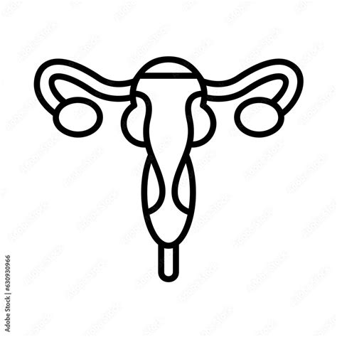Uterus Icon Vector Illustration Design Line Art Style Icon Human Internal Organs Stock Vector