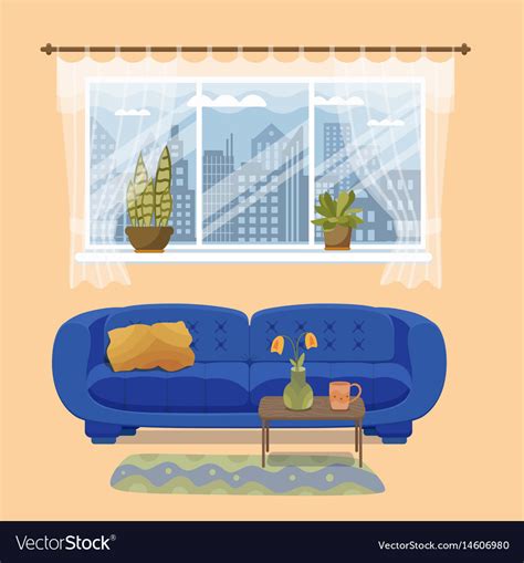 Living Room Cozy Interior Royalty Free Vector Image