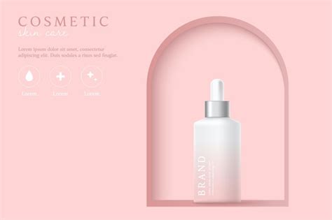 분홍색 배경에 화장품 및 스킨 케어 제품 광고 템플릿 프리미엄 벡터