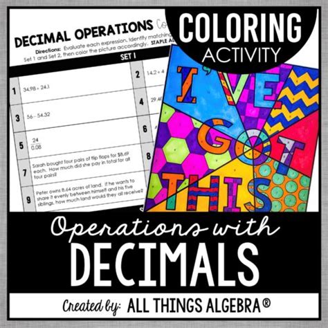 Decimal Operations Coloring Activity All Things Algebra®
