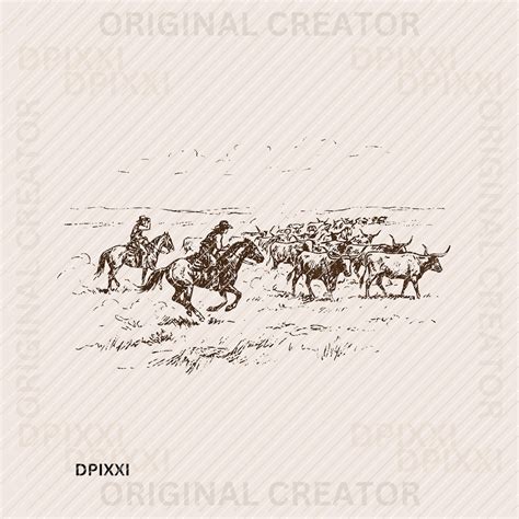 Png Svg Cowboy Friends Chasing Bulls Western Digital Download