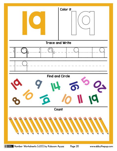 19 number color trace write find and count worksheet free
