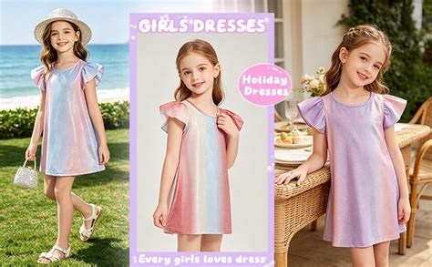 Fdqin Vestido De Fiesta Para Niñas Metálico Brillante Brillante