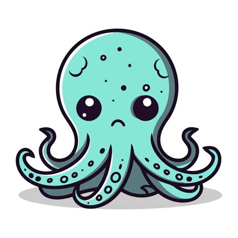 귀여운 문어 만화 캐릭터 ⁇ 색 배경에 고립된 ⁇ 터 일러스트레이션 프리미엄 벡터