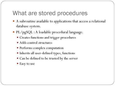 Stored Procedure Used In Posgresql Ppt Download