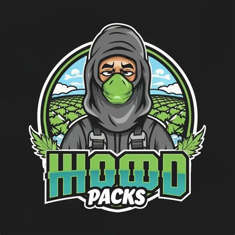 Logo Design For Hood Packs Playful Cartoon Character In Weed Farm