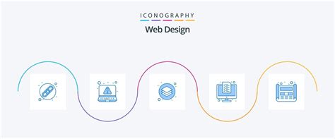 Web Design Blue 5 Icon Pack Including Layout Technology Graphic List