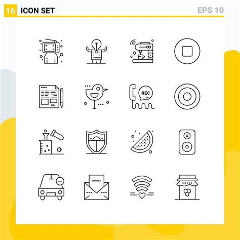 16 User Interface Outline Pack Of Modern Signs And Symbols Of File