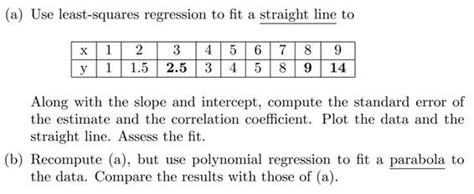 solved 1 use least squares regression to fit a straight
