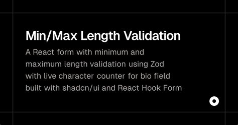 Minmax Length Validation
