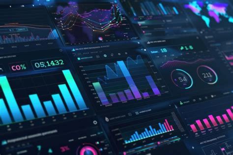 Digital Dashboard With Colorful Graphs And Charts Displaying Realtime Data Analytics