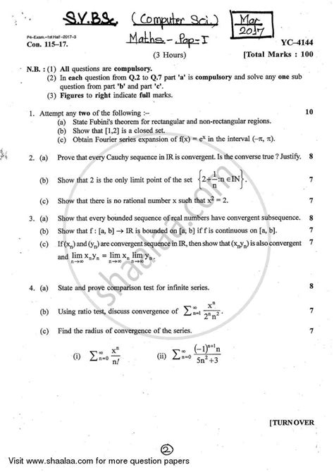 Mathematics 1 2016 2017 Bsc Computer Science Idol Correspondence 2nd Year Sybsc Question