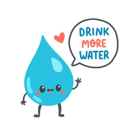 Bebe Más Agua Cotización Diseño Plano Vector Ilustración 10253435