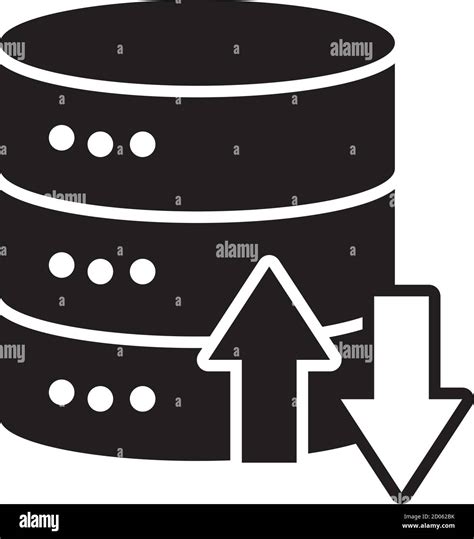 Data Server With Upload And Dowload Arrows Over White Background Silhouette Style Vector