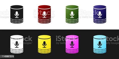 흑백 배경에 고립 된 음성 길잡이 아이콘을 설정 합니다 음성 제어 사용자 인터페이스 스마트 스피커 벡터 일러스트 0명에 대한 스톡 벡터 아트 및 기타 이미지 Istock