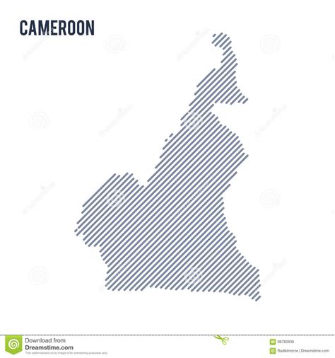Vector Abstract Hatched Map Of Cameroon With Oblique Lines Isolated On