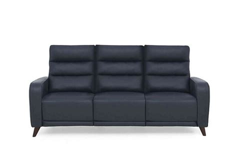 Quinn 3 Seater Leather Sofa Natural Milled Navy By Furniture Village
