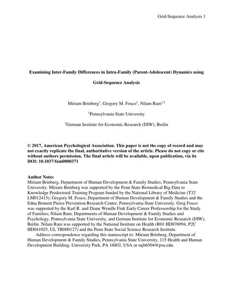 PDF Grid Sequence Analysis Examining Inter Family Differences In Intra Family Parent
