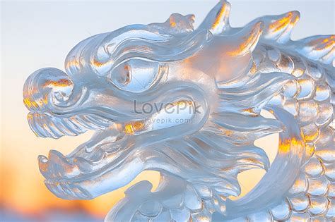 일몰 배경에 빛나는 얼음 조각 사진 무료 다운로드 Lovepik