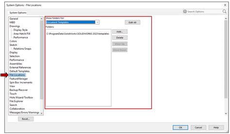 Default SOLIDWORKS File Locations