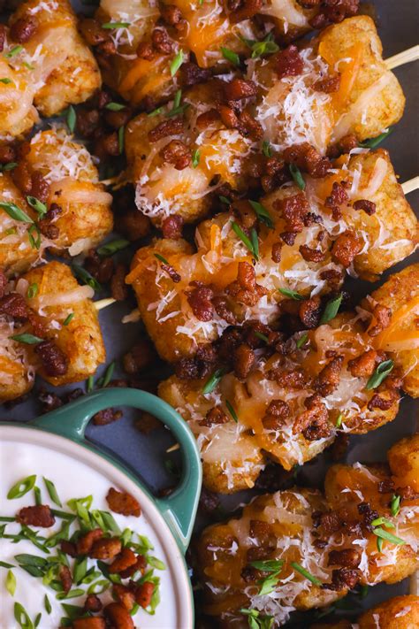 Loaded Tater Tots On Shareable Skewers