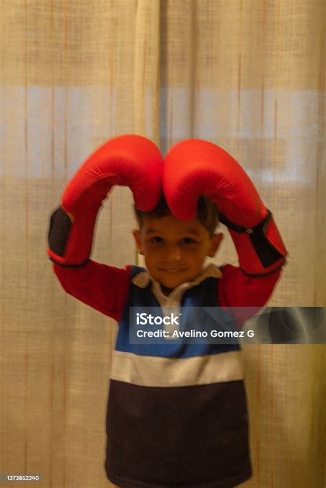 팔을 위로 승리 태도와 빨간 권투 장갑을 가진 웃는 소년 4 5세에 대한 스톡 사진 및 기타 이미지 4 5세 건강한 생활방식 경쟁 Istock