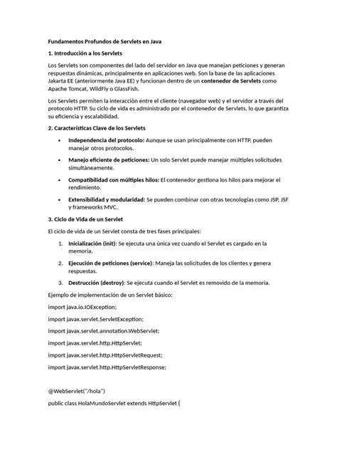 Fundamentos Servlets En Java Pdf Java Lenguaje De Programación