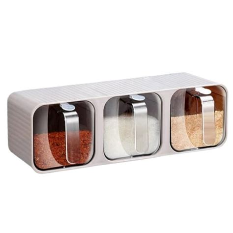 Lyingf Seasoning Box 2 3 Grids Clear Seasoning Storage Container With