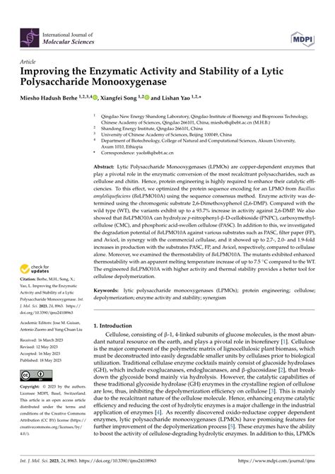 Pdf Improving The Enzymatic Activity And Stability Of A Lytic
