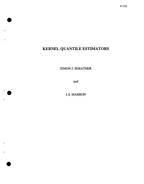 Pdf Kernel Quantile Estimators