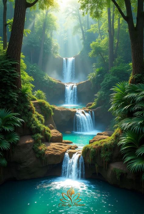 Magical Jungle Waterfall Cascada Mágica En La Selva Landscape