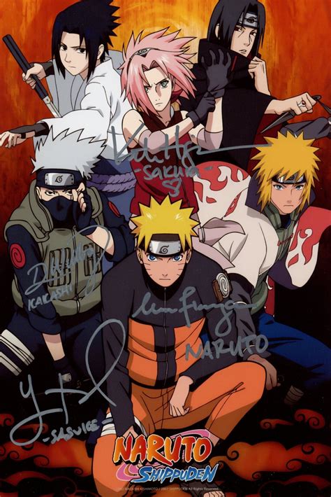 Naruto 8x10 Signed Cast Photo Flanagan Lowenthal Higgins Wittenberg
