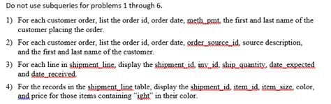 Solved I Need Help Writing Statements In Sql Here Is The
