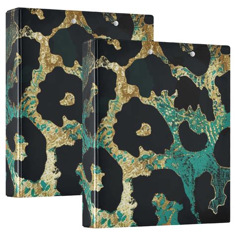 Teal Gold Leopard 3 Ring Binders 1 5 Inch Hardcover File Folders With