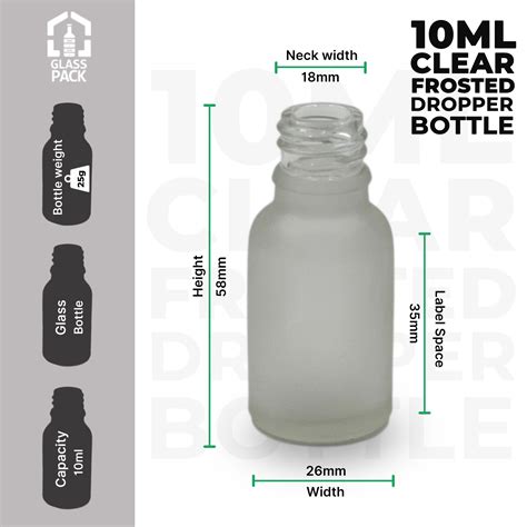 10ml Clear Frosted Dropper Bottles Shiny Black Cap And Red Teet Glasspack Lk